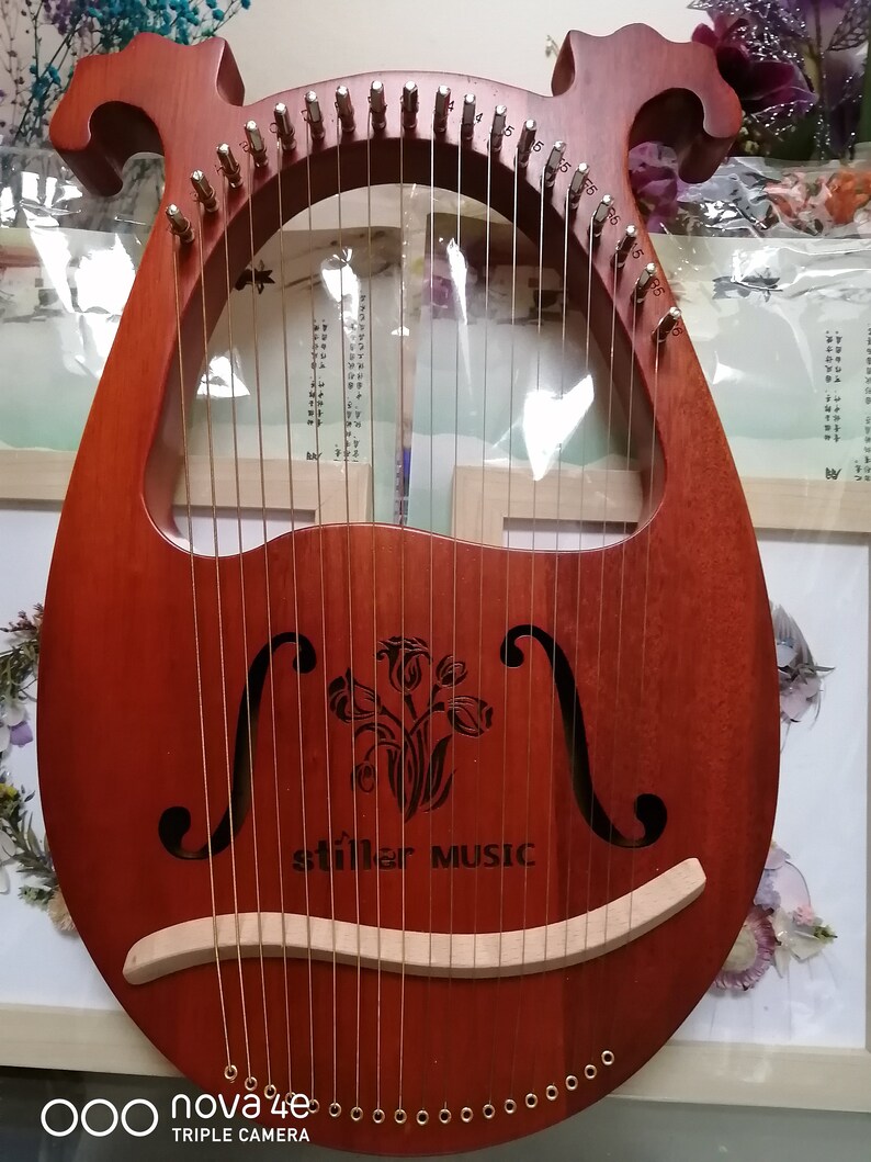 16/19 String Mountain Lyre, Mahogany Lyre, Wooden Stringed Instrument ...