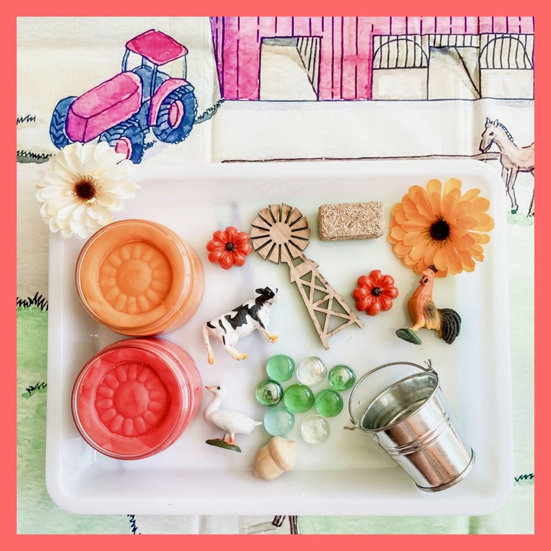 Farm Playdough Kit Farm Sensory Bin Kit Farm Sensory Playdough Kit for ...