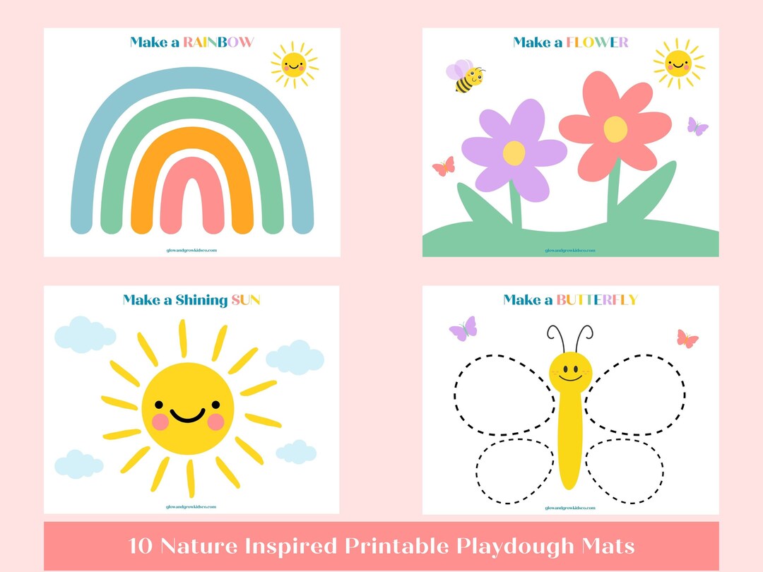 Nature Play Dough Mats Spring Play Dough Mat Summer Playdough Mat ...
