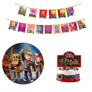 Roblox Birthday Party Supplies for Boys Robot Party Decorations, Happy ...