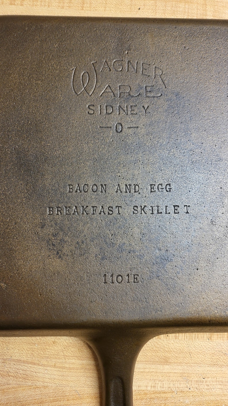 HTF Wagner Ware Stylized Logo Bacon and Egg Breakfast Skillet Restored ...