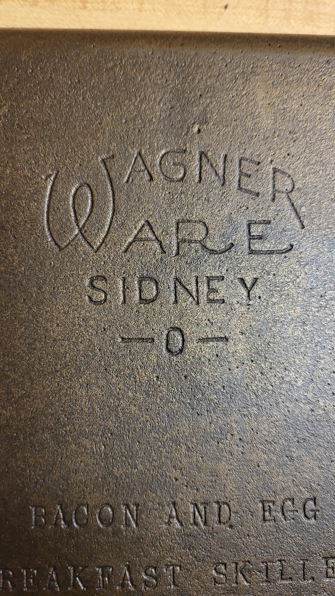 HTF Wagner Ware Stylized Logo Bacon and Egg Breakfast Skillet Restored ...