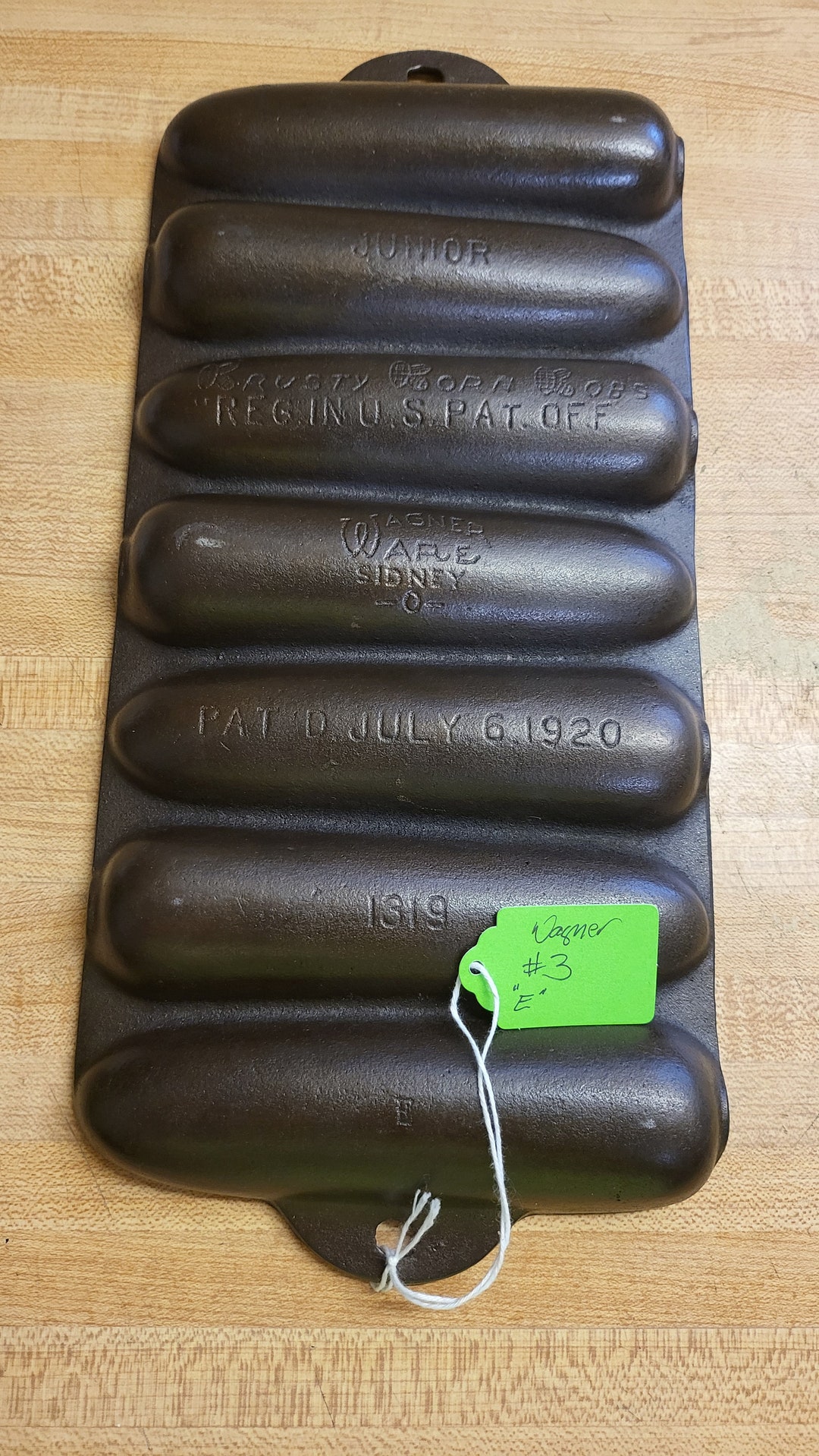 1920-40s Wagner Ware Stylized Logo Cast Iron Krusty Korn Kob Pan #3 ...