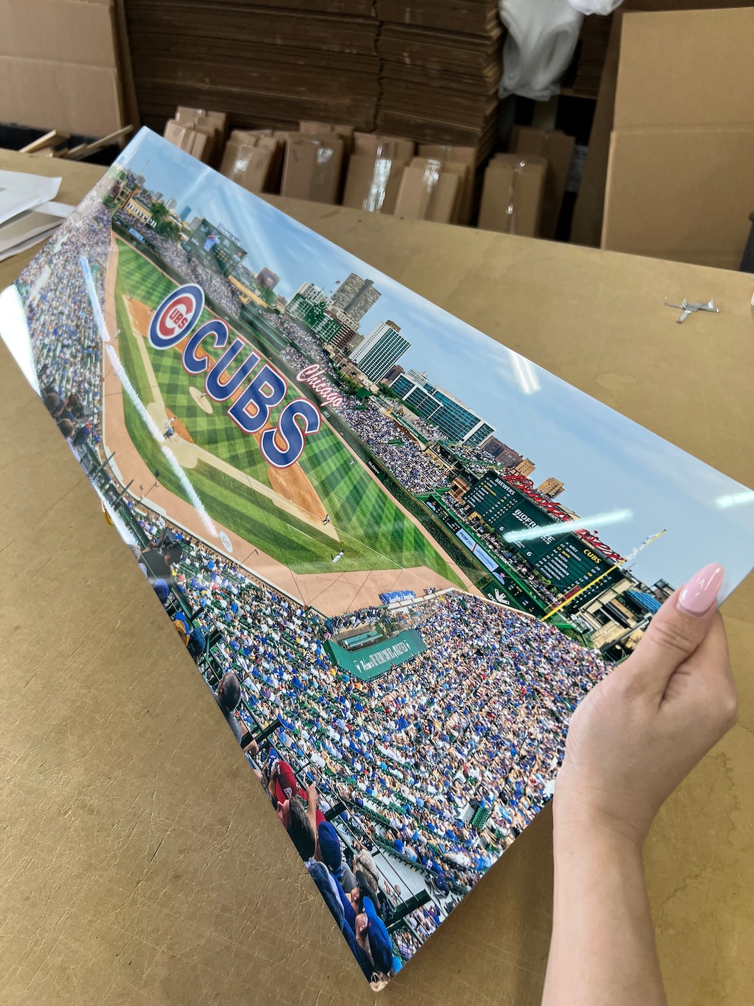 12"x36" Chicago Cubs Stadium Metal Wall Art - Wrigley Field Stadium ...