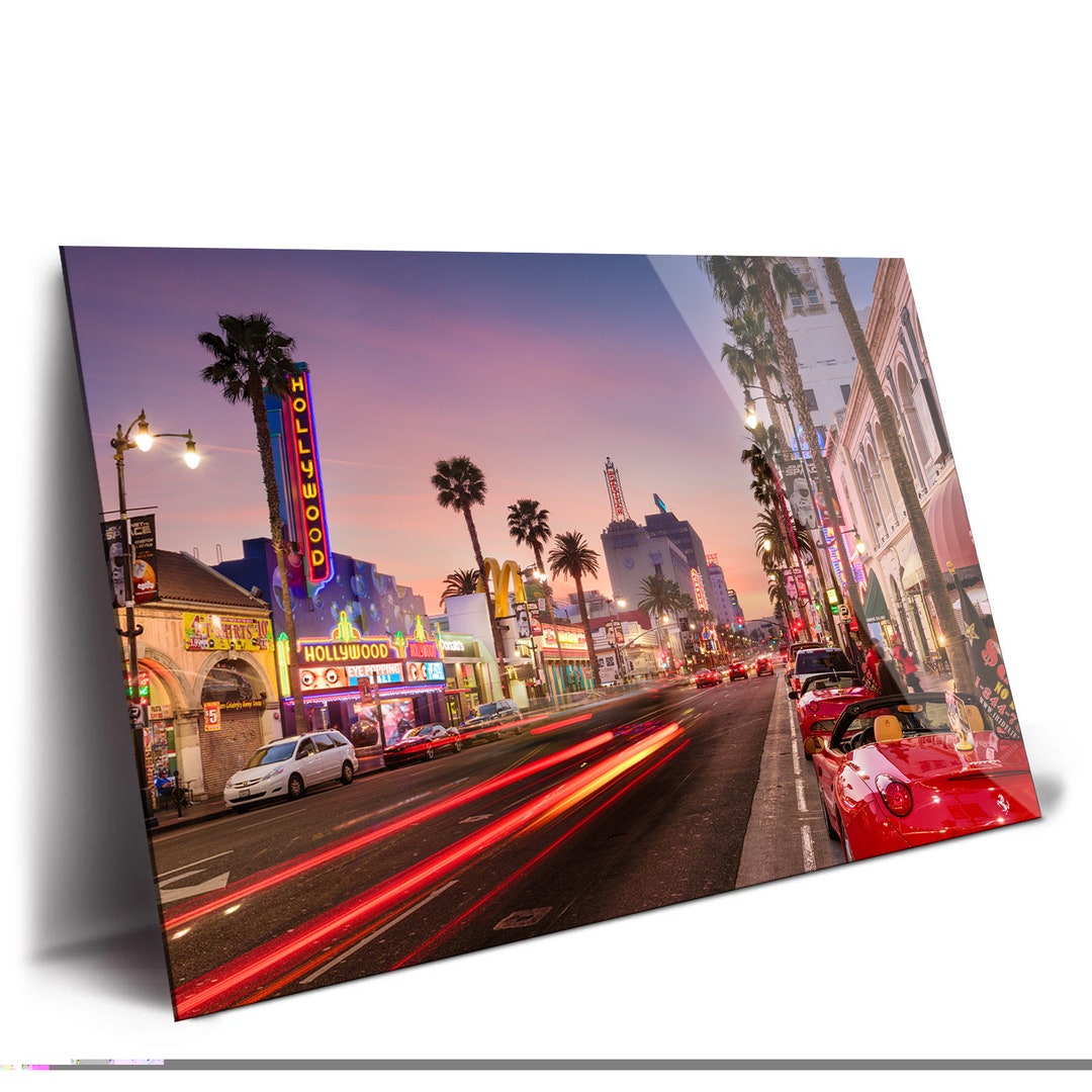Hollywood Boulevard Sunset Metal Wall Art: Los Angeles Street Scene - Etsy