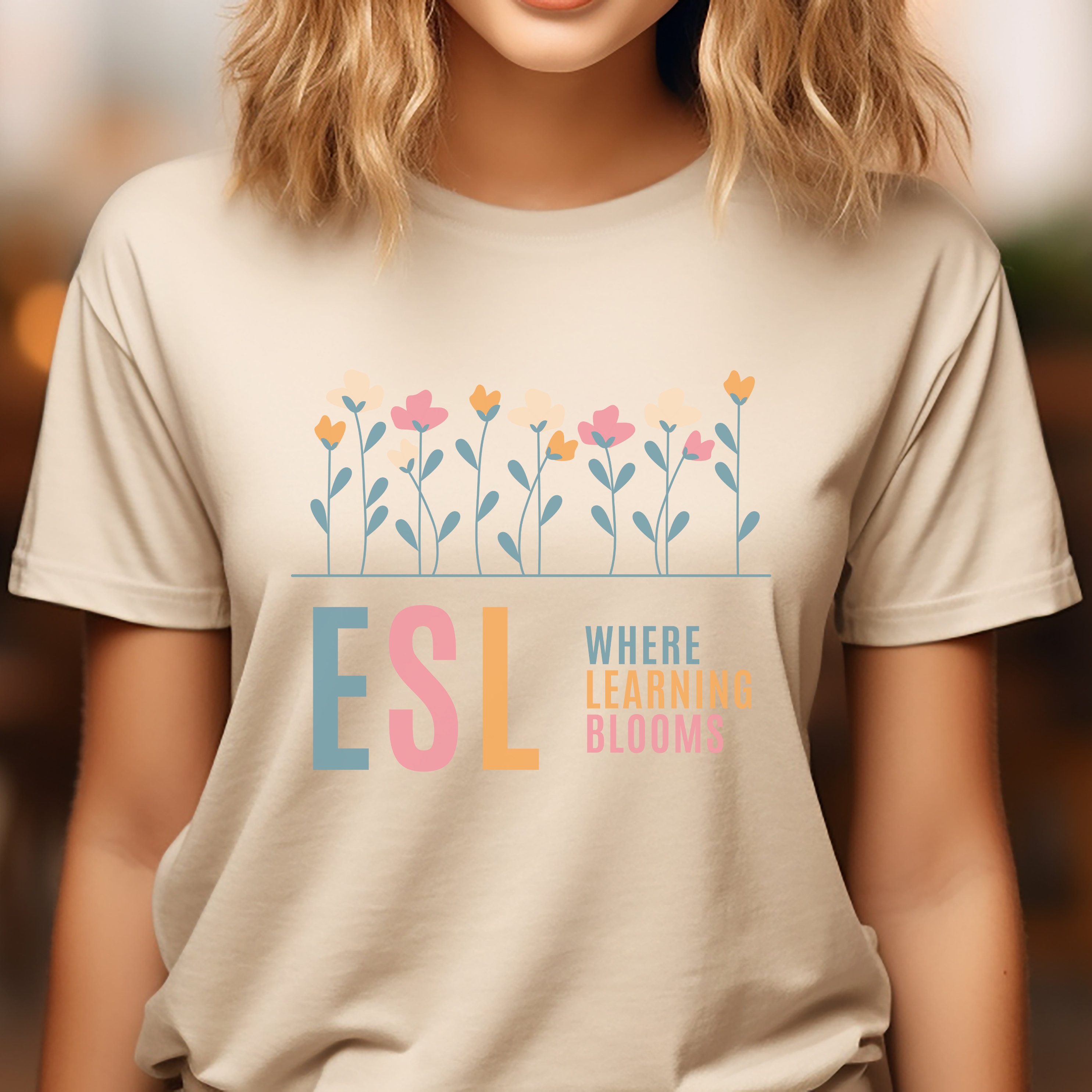 ESL Teacher Shirt, Esl Where Learning Blooms, Teacher Gifts, Gildan ...