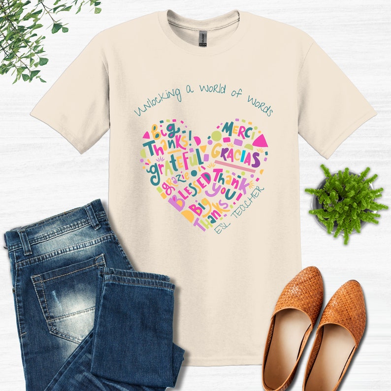 ESL Teacher Shirt, Unlocking a World of Words, English Teacher Gifts ...