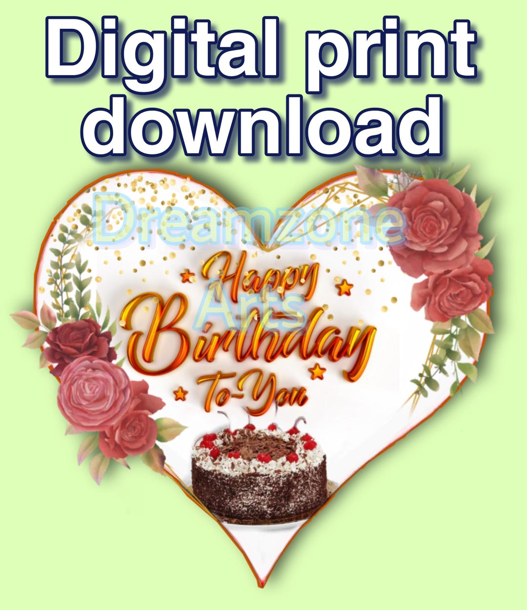Birthday Printable Card | Heart Design Birthday Wishes Card 300 Dpi ...