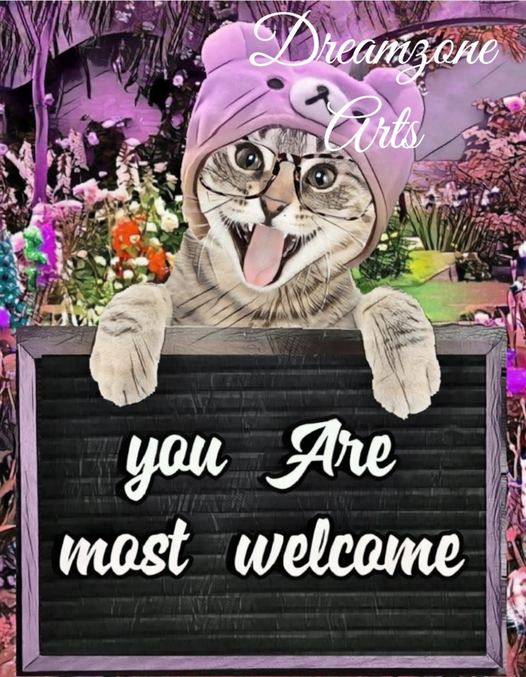 Welcome Wall Art Cute Cat Welcome Digital Art High - Etsy