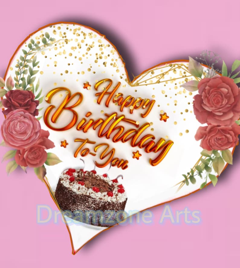 Birthday Printable Card | Heart Design Birthday Wishes Card 300 Dpi ...