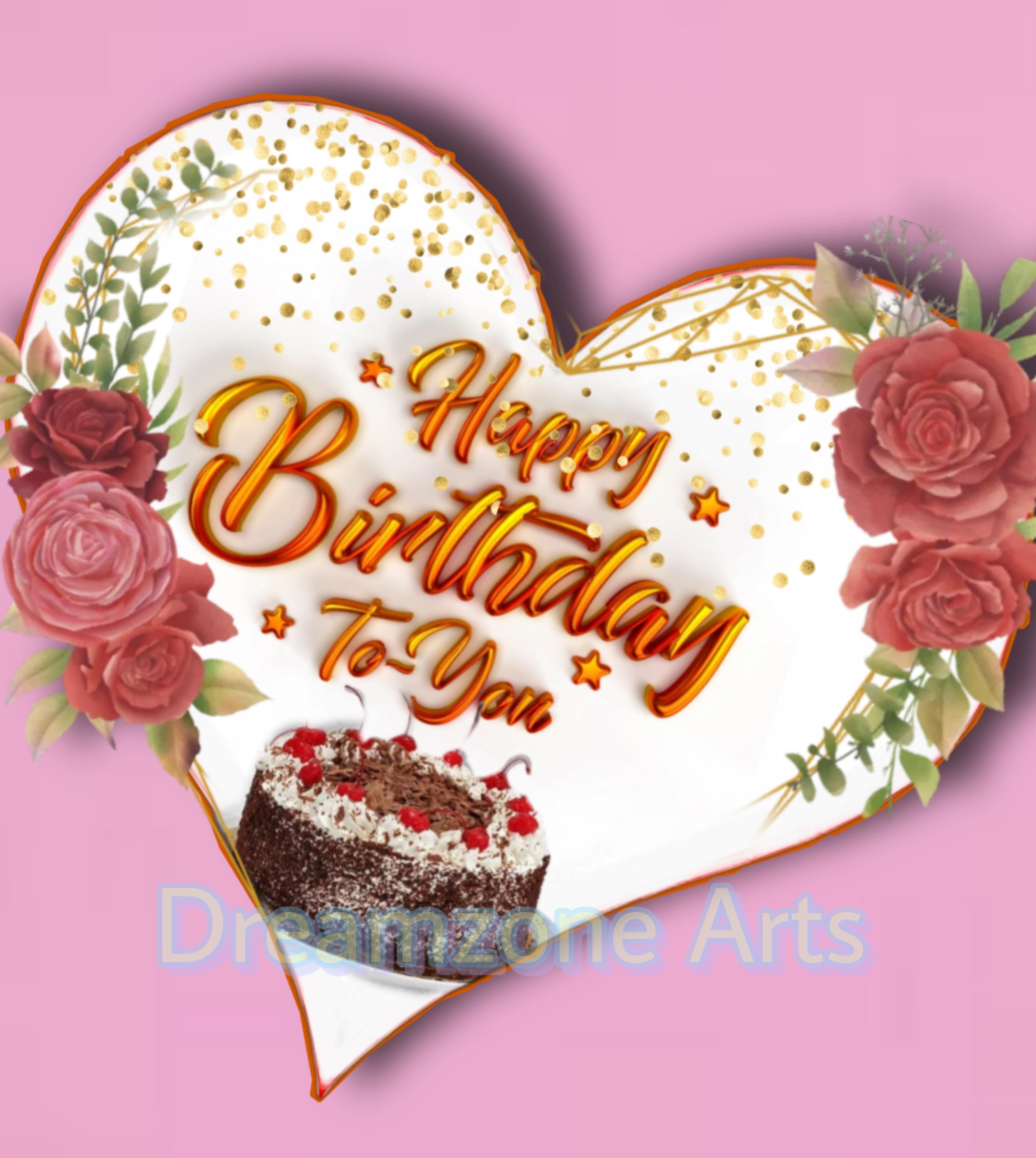 Birthday Printable Card | Heart Design Birthday Wishes Card 300 Dpi ...