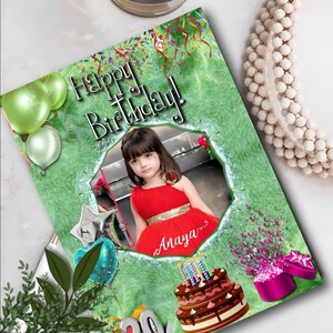Editable Birthday Card PNG, Add Your Photo Template, Digital Download ...