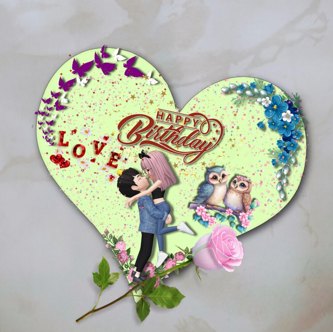 Heart Cut Out Birthday Card PNG, Printable Greeting Card Design ...
