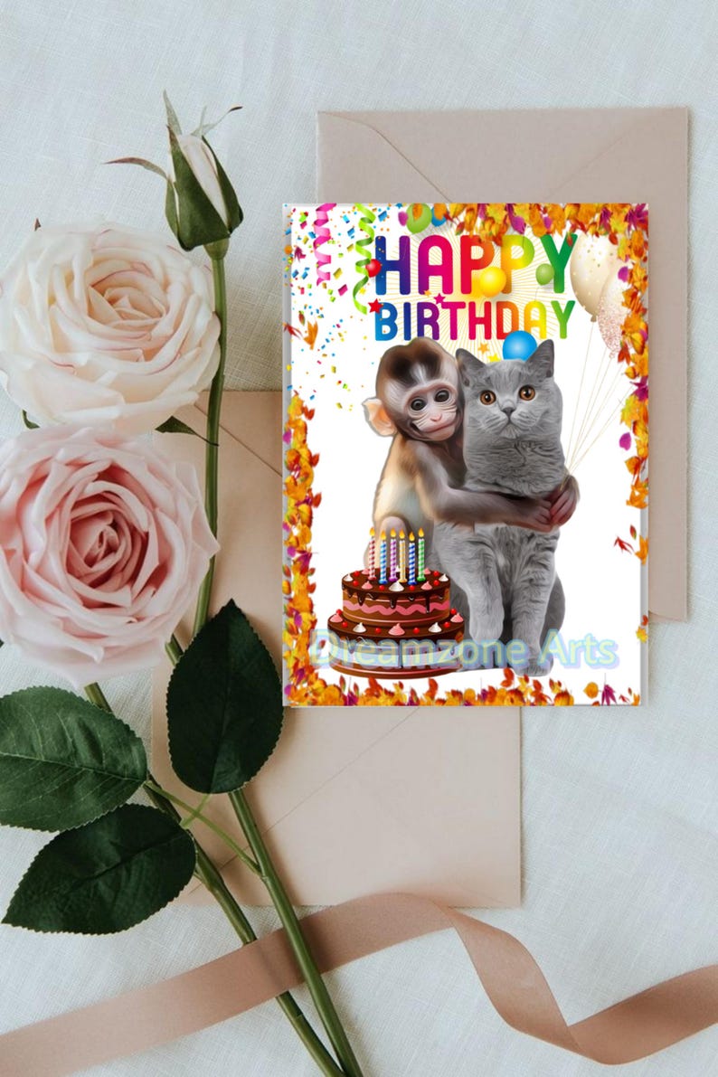 Birthday Lovely Greeting Card Digital Print Template PNG Image File ...