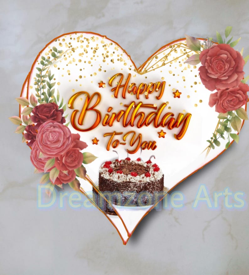 Birthday Printable Card | Heart Design Birthday Wishes Card 300 Dpi ...