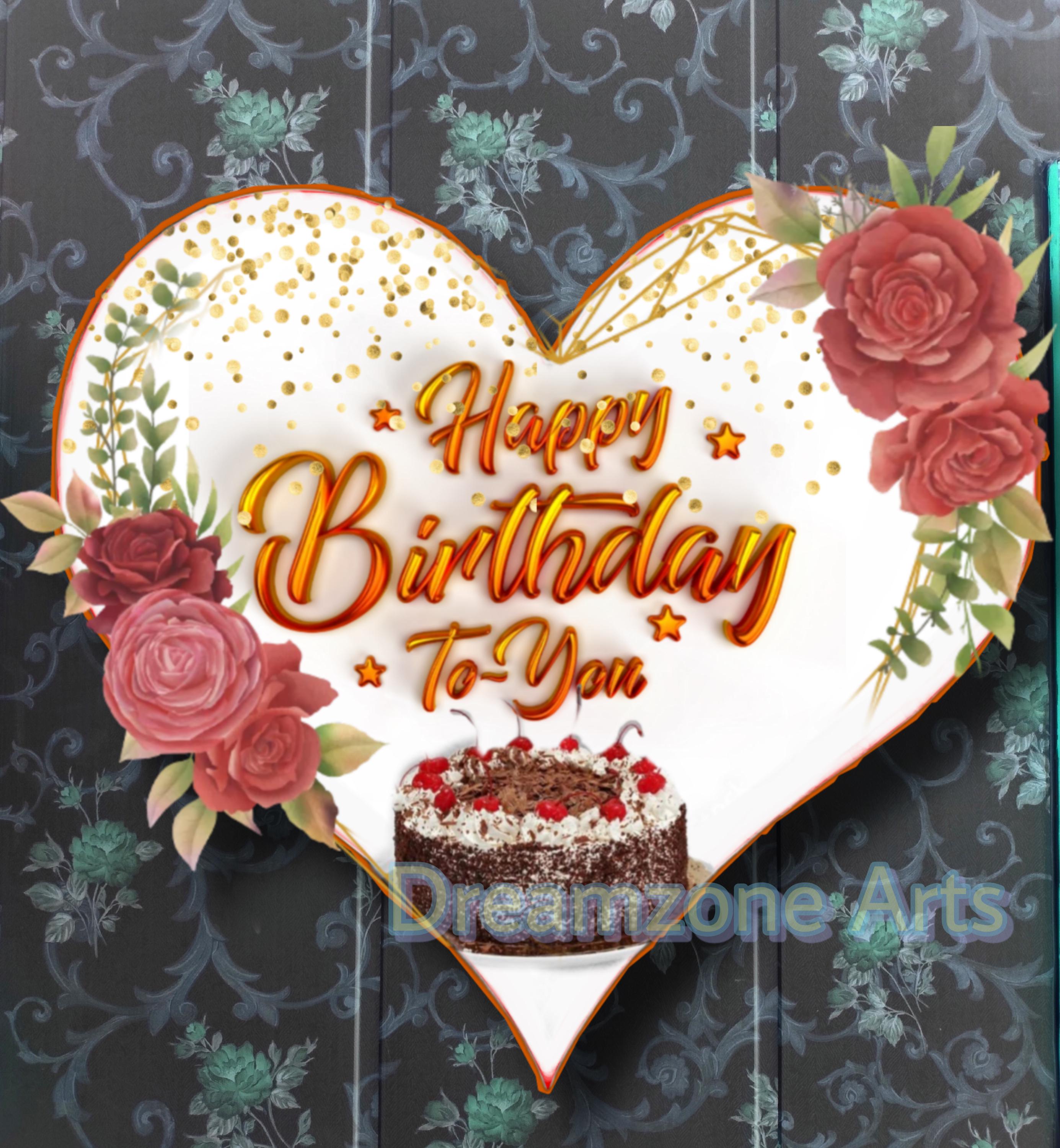 Birthday Printable Card | Heart Design Birthday Wishes Card 300 Dpi ...