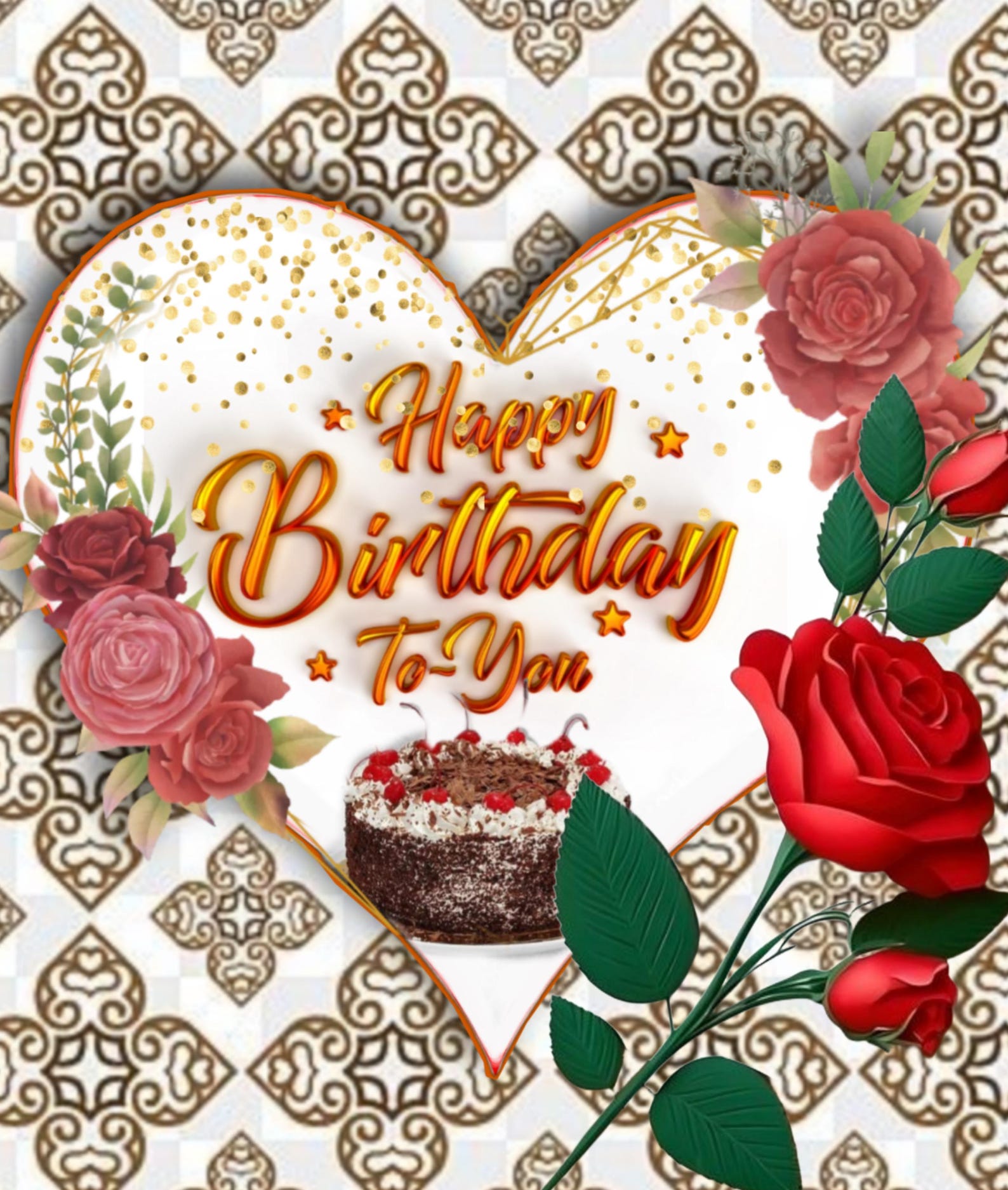 Birthday Printable Card | Heart Design Birthday Wishes Card 300 Dpi ...
