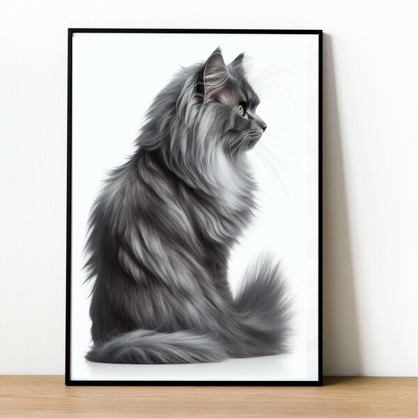 Grey Long Hair Cat - Etsy