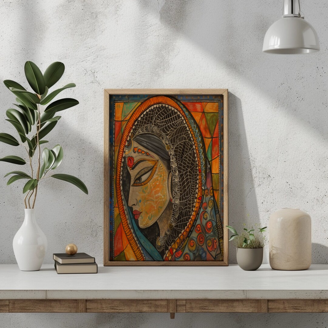 Enchantress of Mithila: Madhubani Inspired Art Print - Etsy