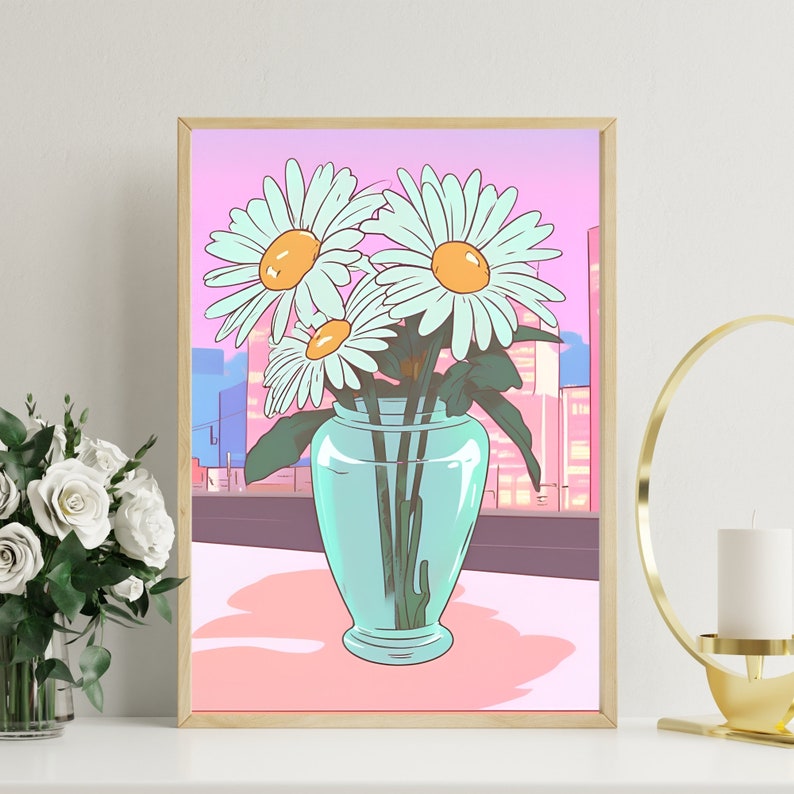10 Retro Flower Citypop 80s Style Pastel Wall Art | Vintage Aesthetic ...