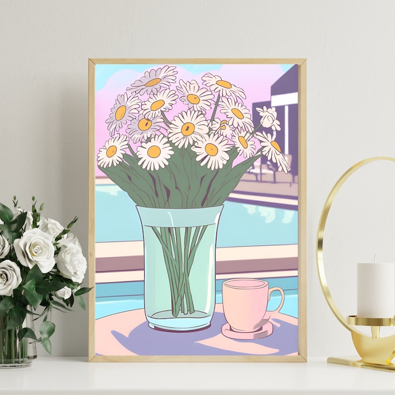 10 Retro Flower Citypop 80s Style Pastel Wall Art | Vintage Aesthetic ...