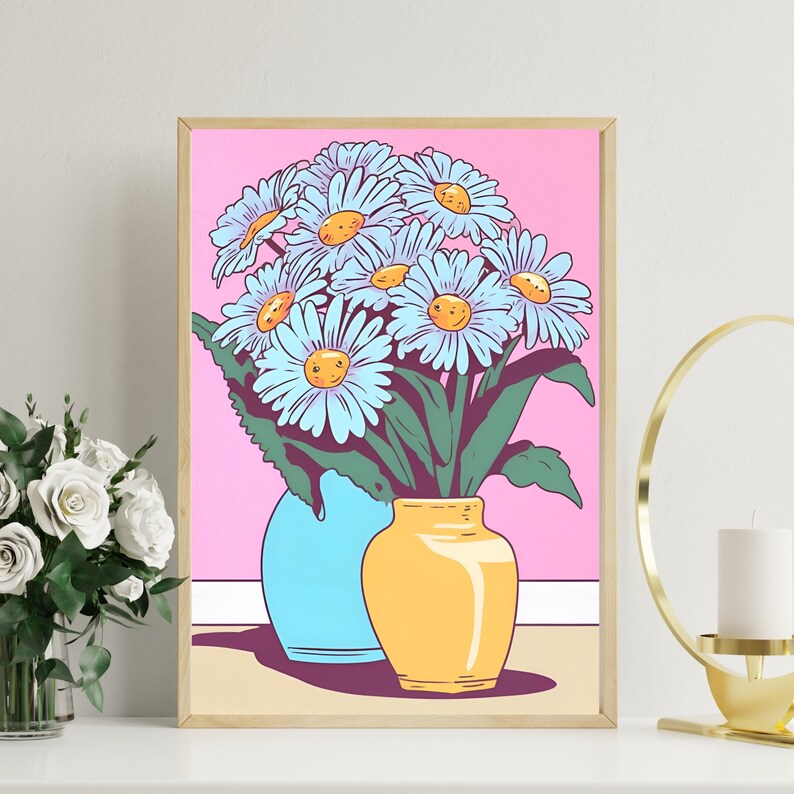 10 Retro Flower Citypop 80s Style Pastel Wall Art | Vintage Aesthetic ...