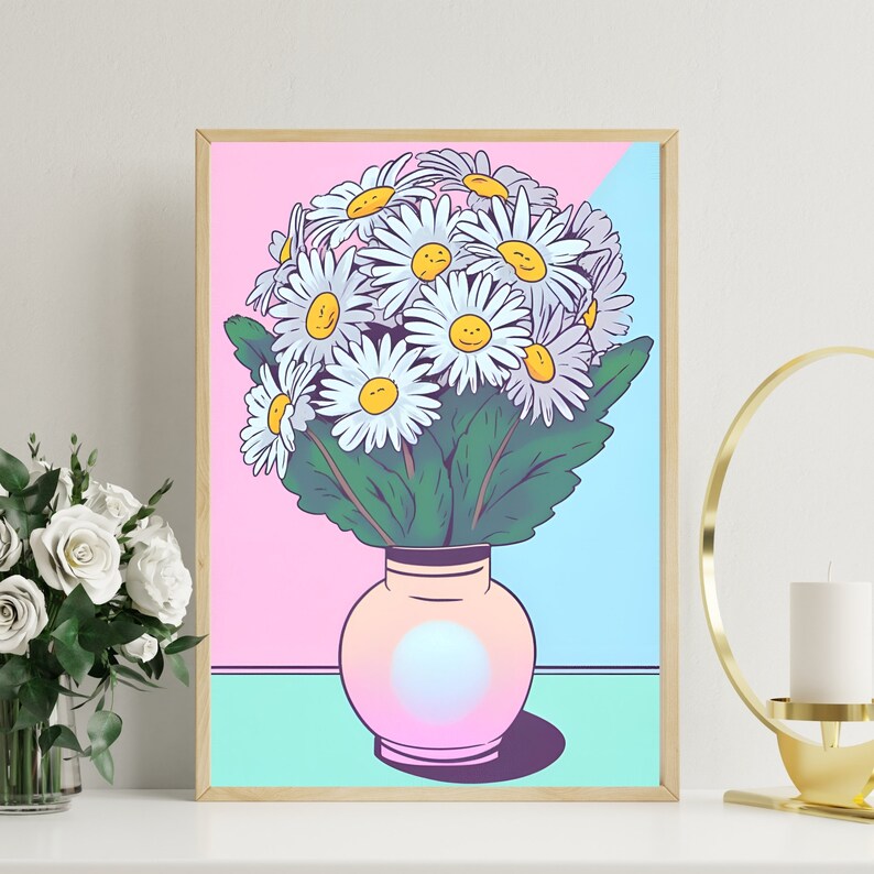 10 Retro Flower Citypop 80s Style Pastel Wall Art | Vintage Aesthetic ...
