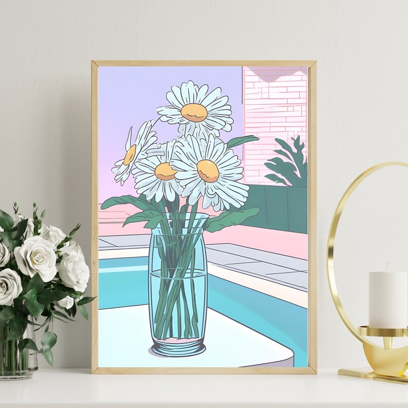 10 Retro Flower Citypop 80s Style Pastel Wall Art | Vintage Aesthetic ...