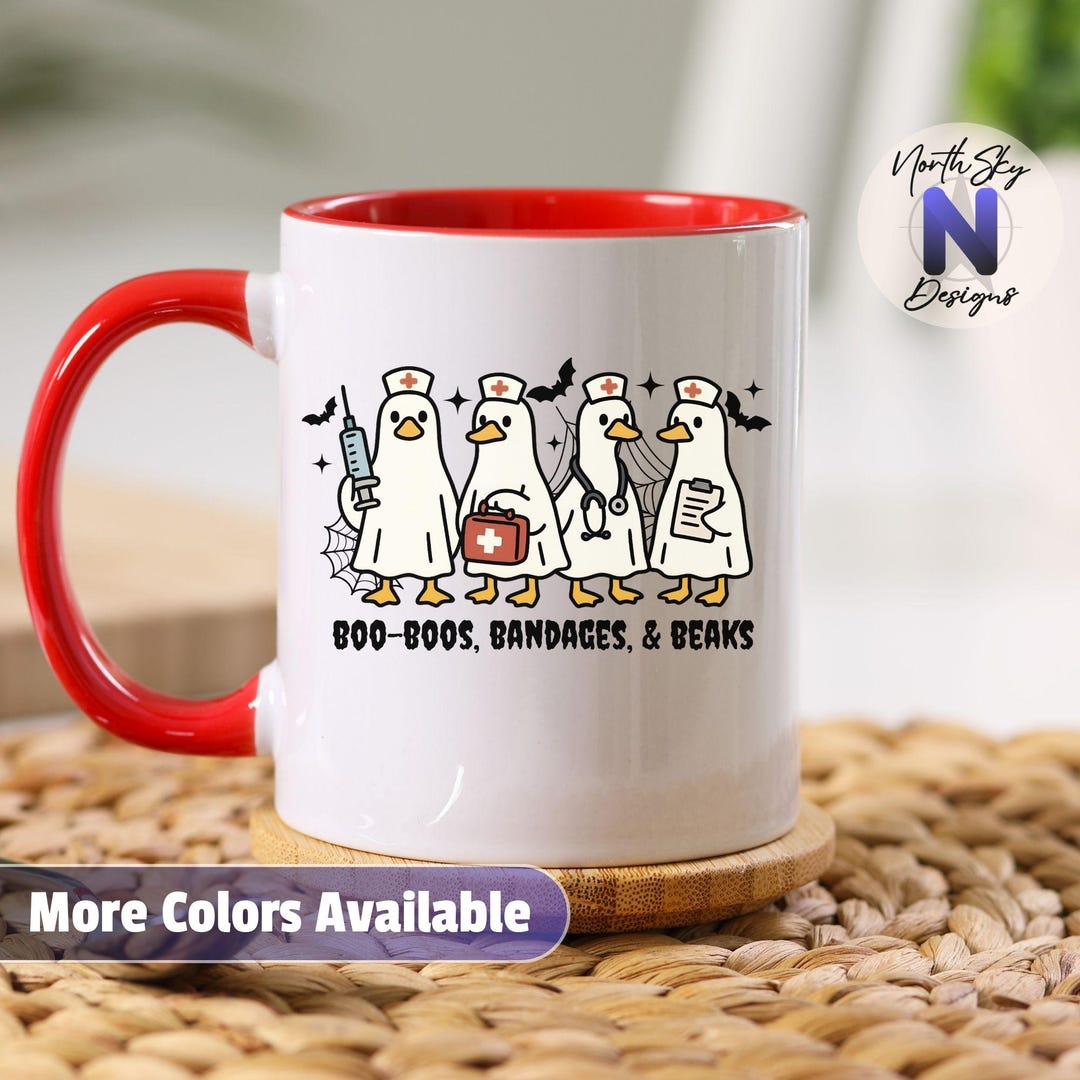 Boo-boos, Bandages, and Beaks Mug, Funny Nurse Coffee Cup, RN Drinkware ...