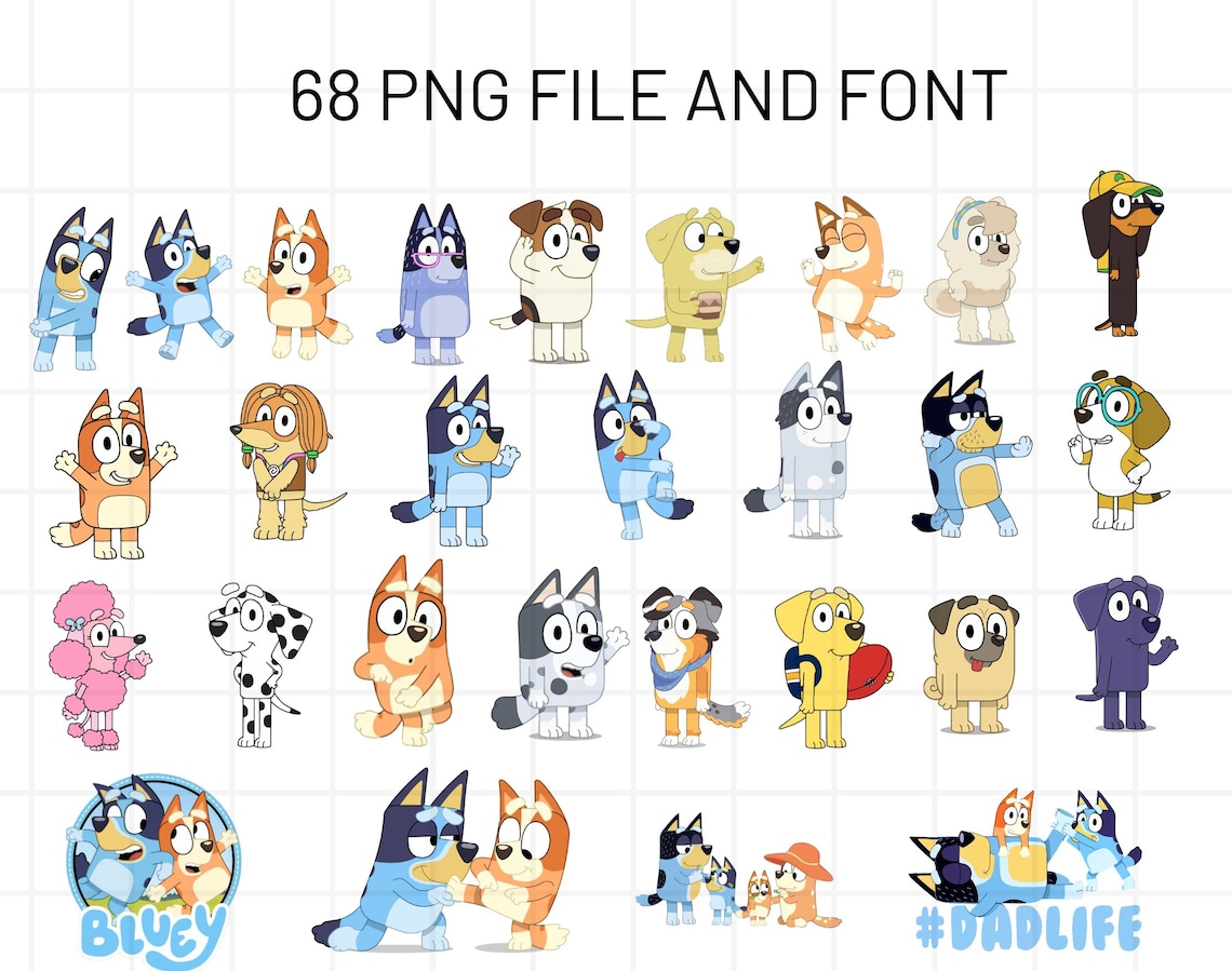Bluey Png Bluey Bundle Png Bluey Todos los Personajes y - Etsy México