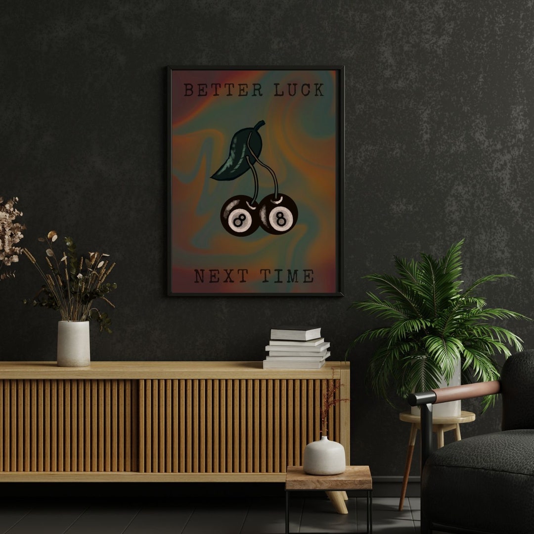 Cherry 8 Ball Wall Print, Trendy Retro 8 Ball Cherries, Cherry 8 Ball ...