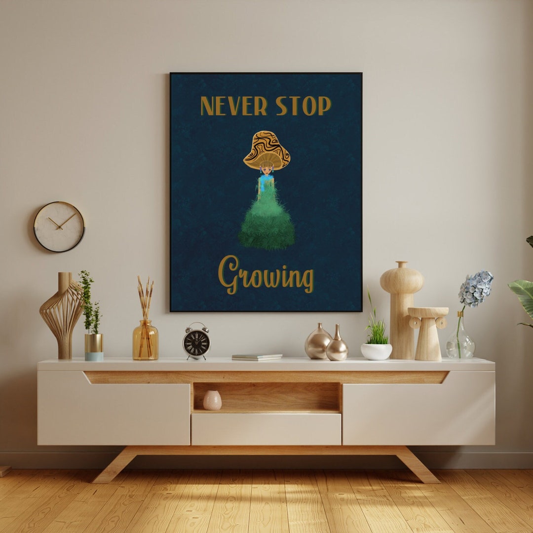 Mushroom Wall Art, Never Stop Growing, Mushroom Woman, Mushroom Gifts ...