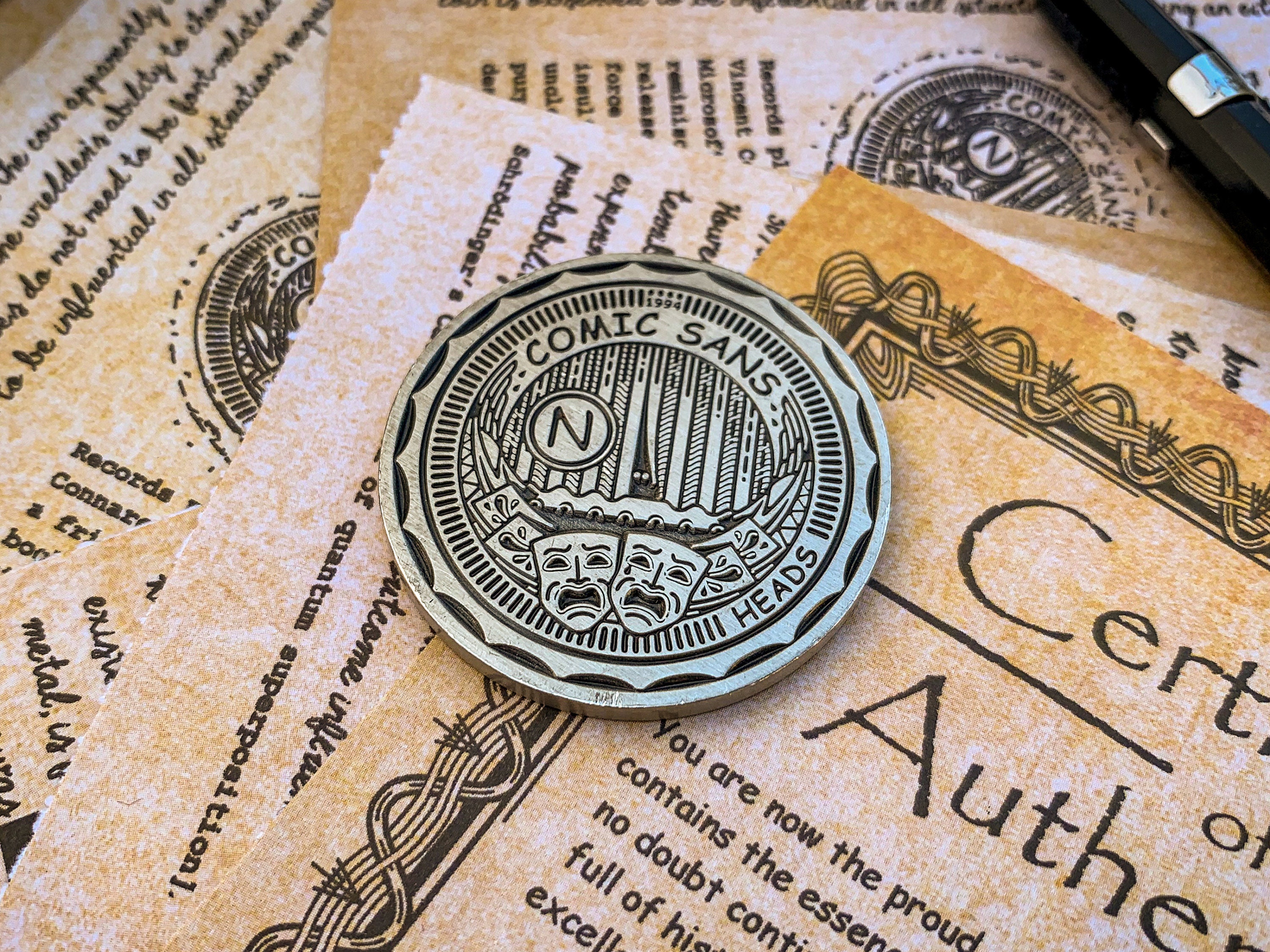 Comic Sans Papyrus 1.5" Coin - Etsy