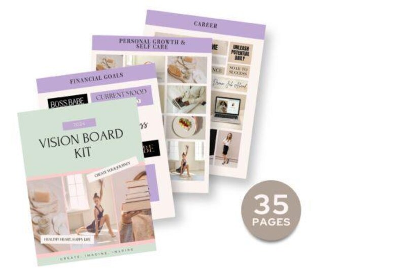 2025 Vision Board Printable Kit - Goal Setting & Affirmations in Pink ...