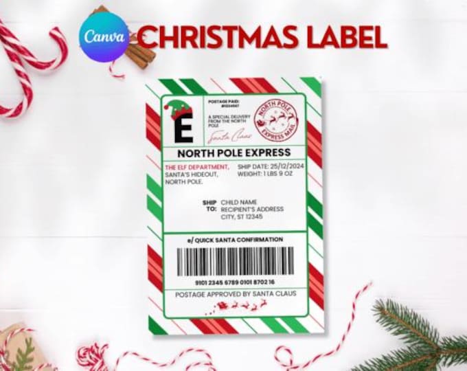 Custom Elf Shipping Label, Shipping Label Template, Printable Christmas ...