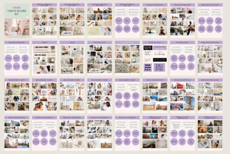 2025 Vision Board Printable Kit - Goal Setting & Affirmations in Pink ...