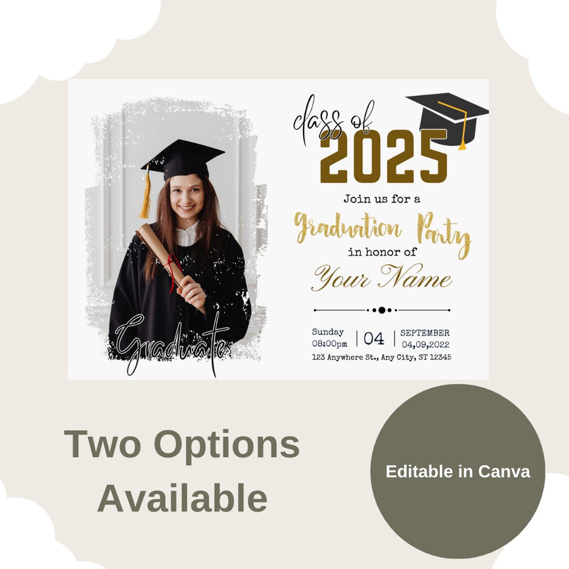 Editable Graduation Invitation Template | Canva Editable | Instant ...