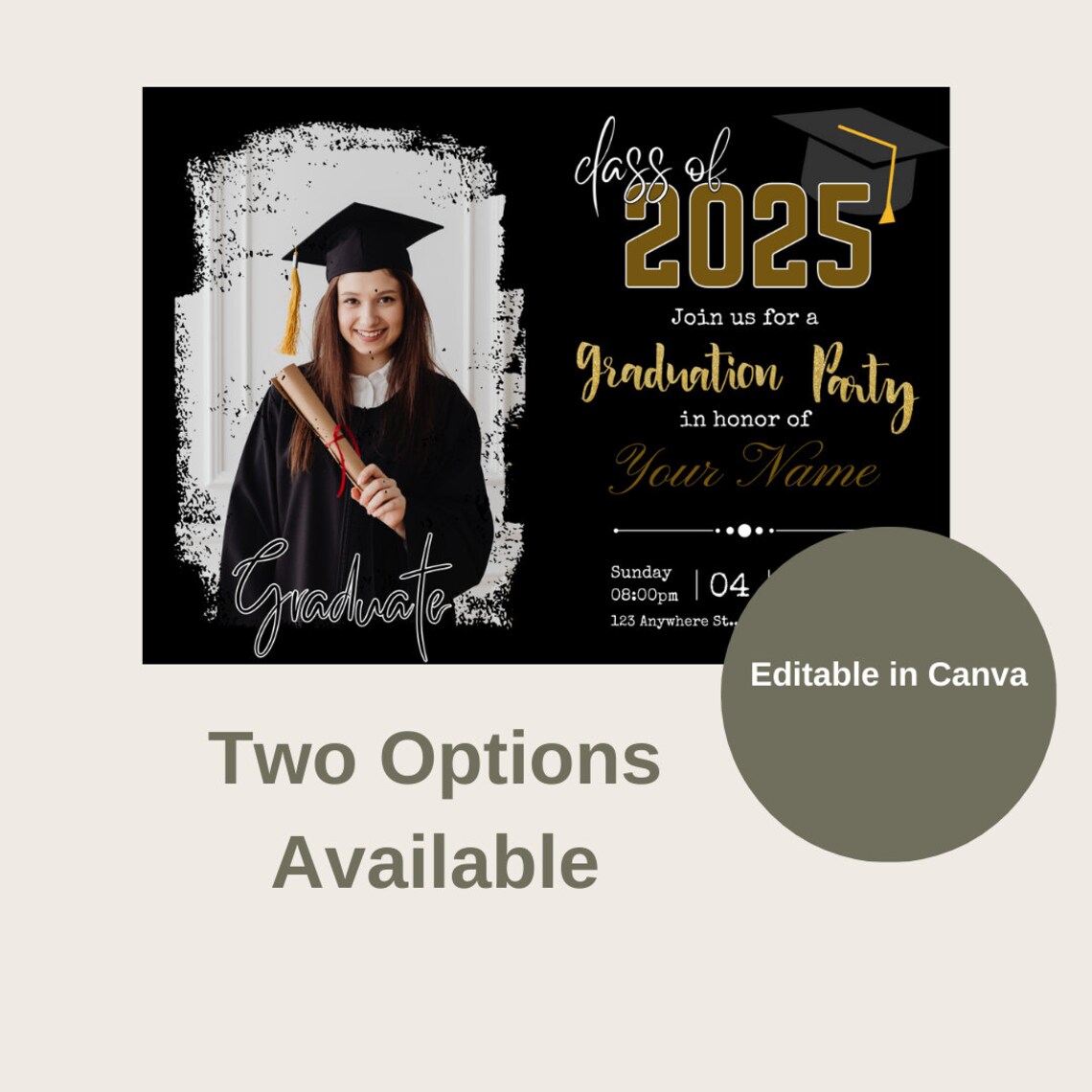 Editable Graduation Invitation Template | Canva Editable | Instant ...