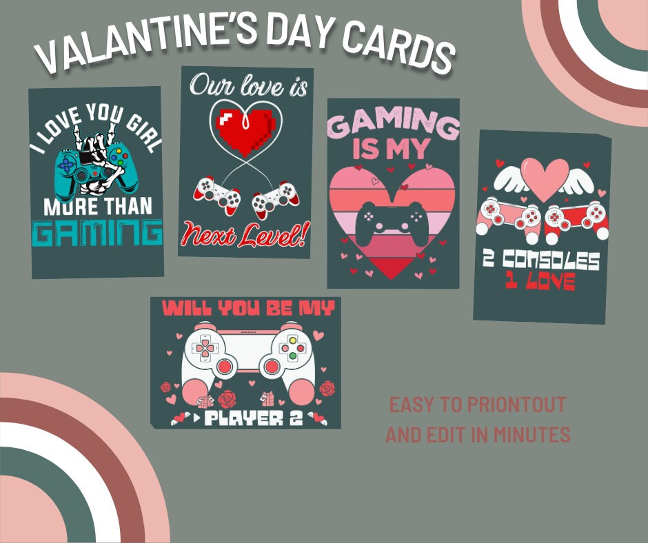 PRINT INSTANTLY Gamer Valentine's Day Cards, Video Game Valentine Card ...