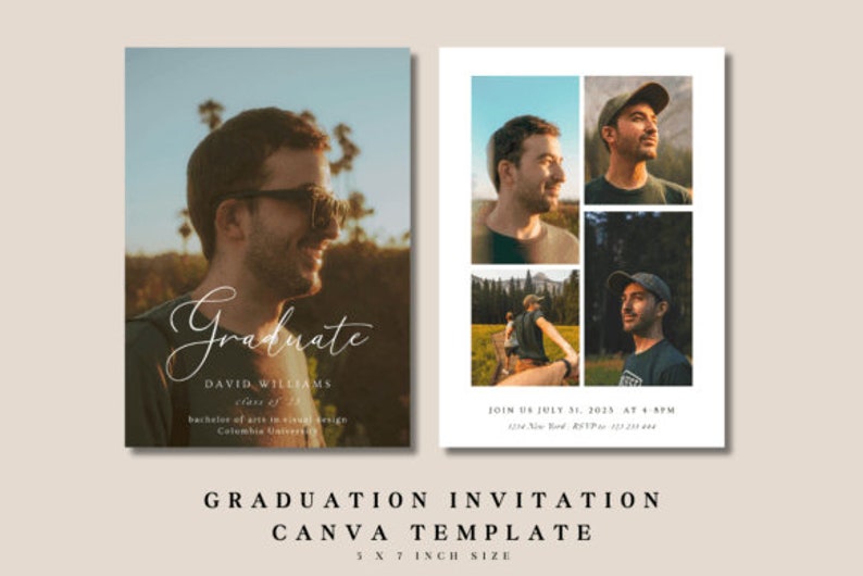 Editable Graduation Invitation Template | Canva Editable | Instant ...