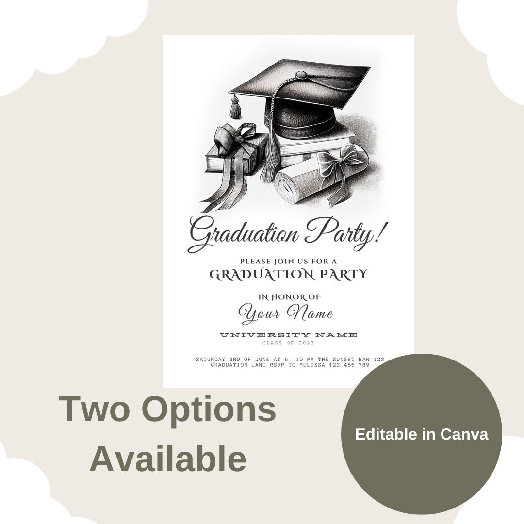Editable Graduation Invitation Template | Canva Editable | Instant ...