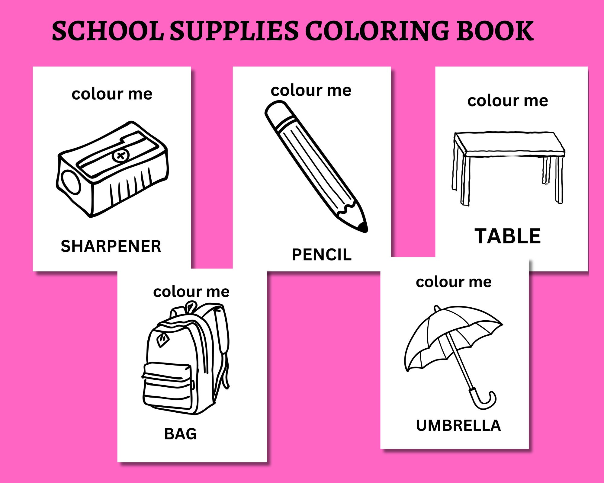 School Supplies Coloring Book , Custom Children's Color Book ...
