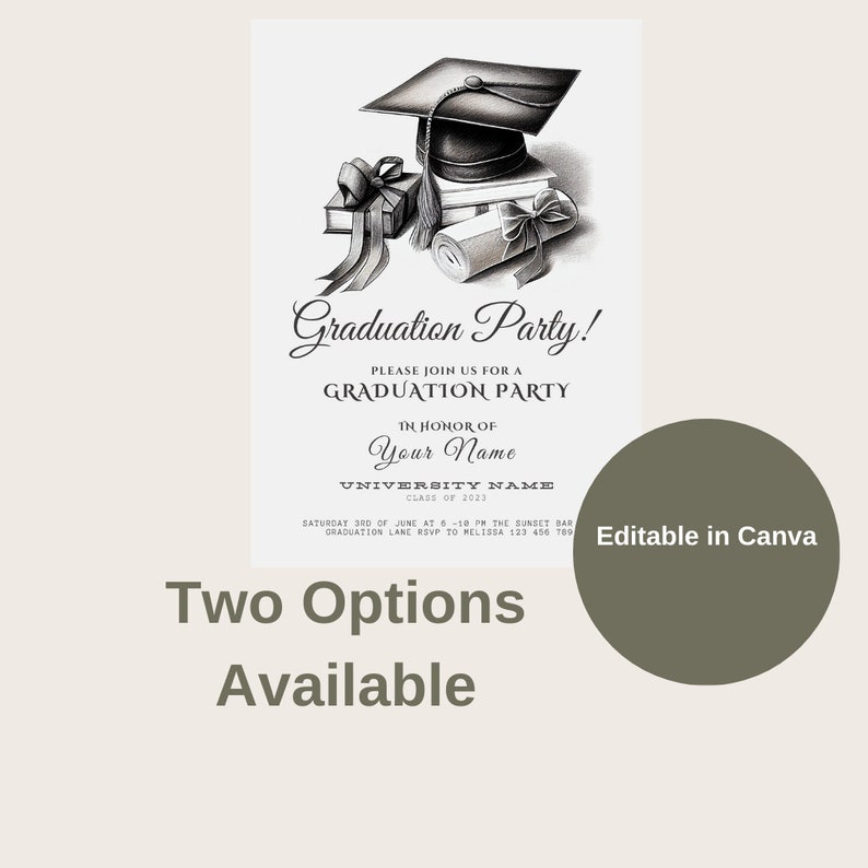 Editable Graduation Invitation Template | Canva Editable | Instant ...