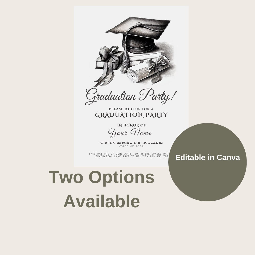 Editable Graduation Invitation Template | Canva Editable | Instant ...