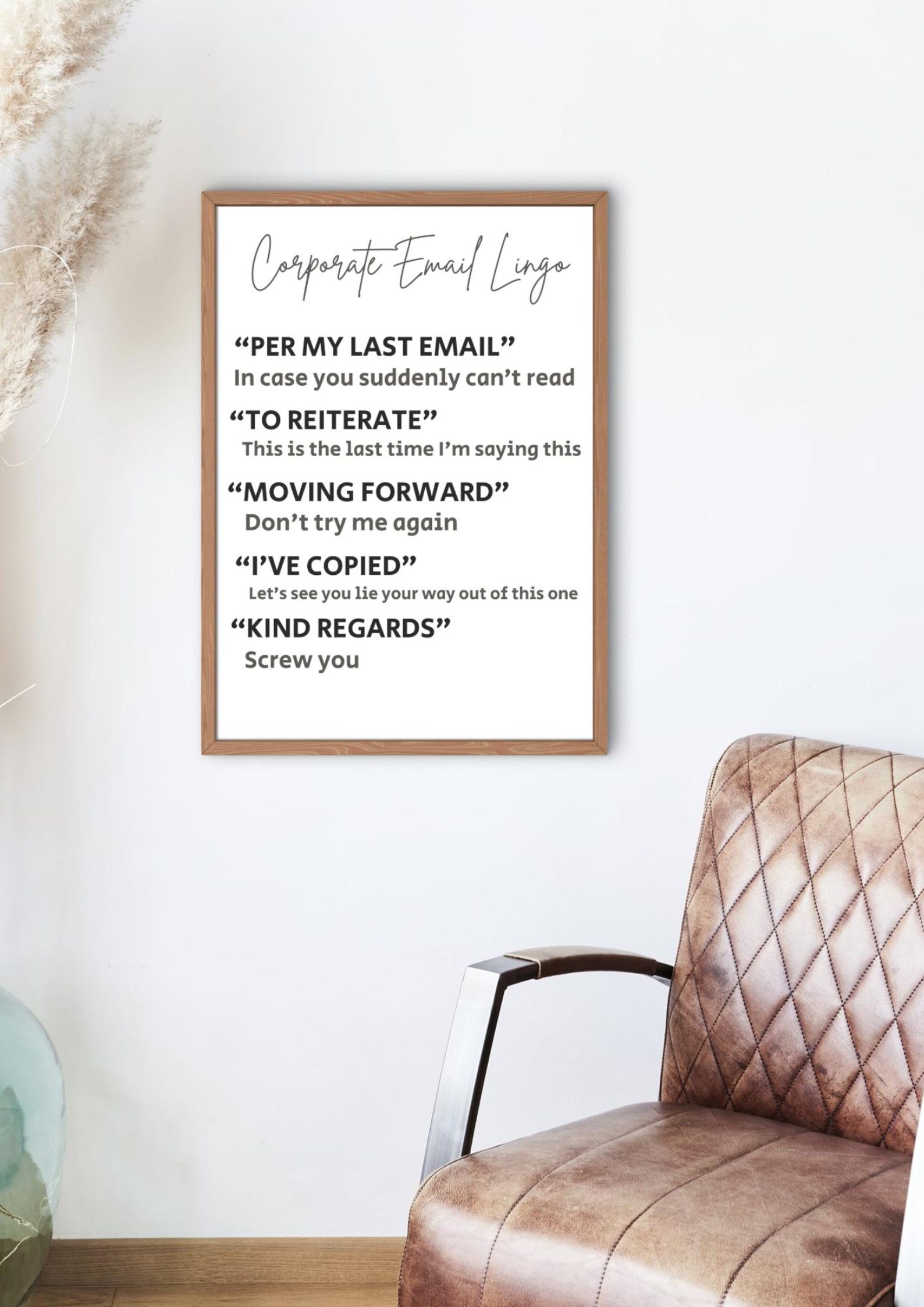Corporate Email Lingo, per My Last Email Poster, Unique Corporate Gift ...