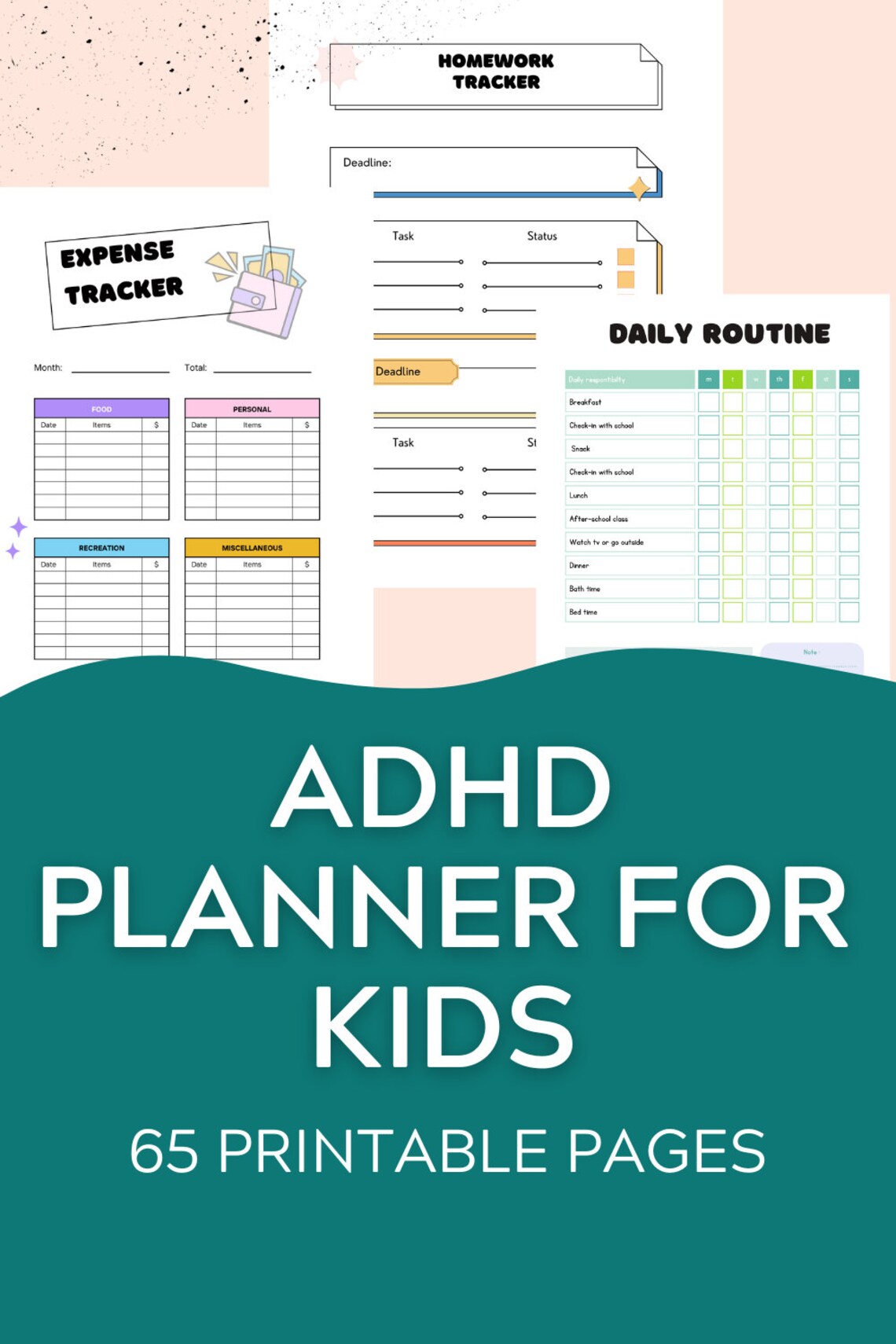 ADHD Planner for Kids, ADHD Planner Printable, ADHD Productivity ...