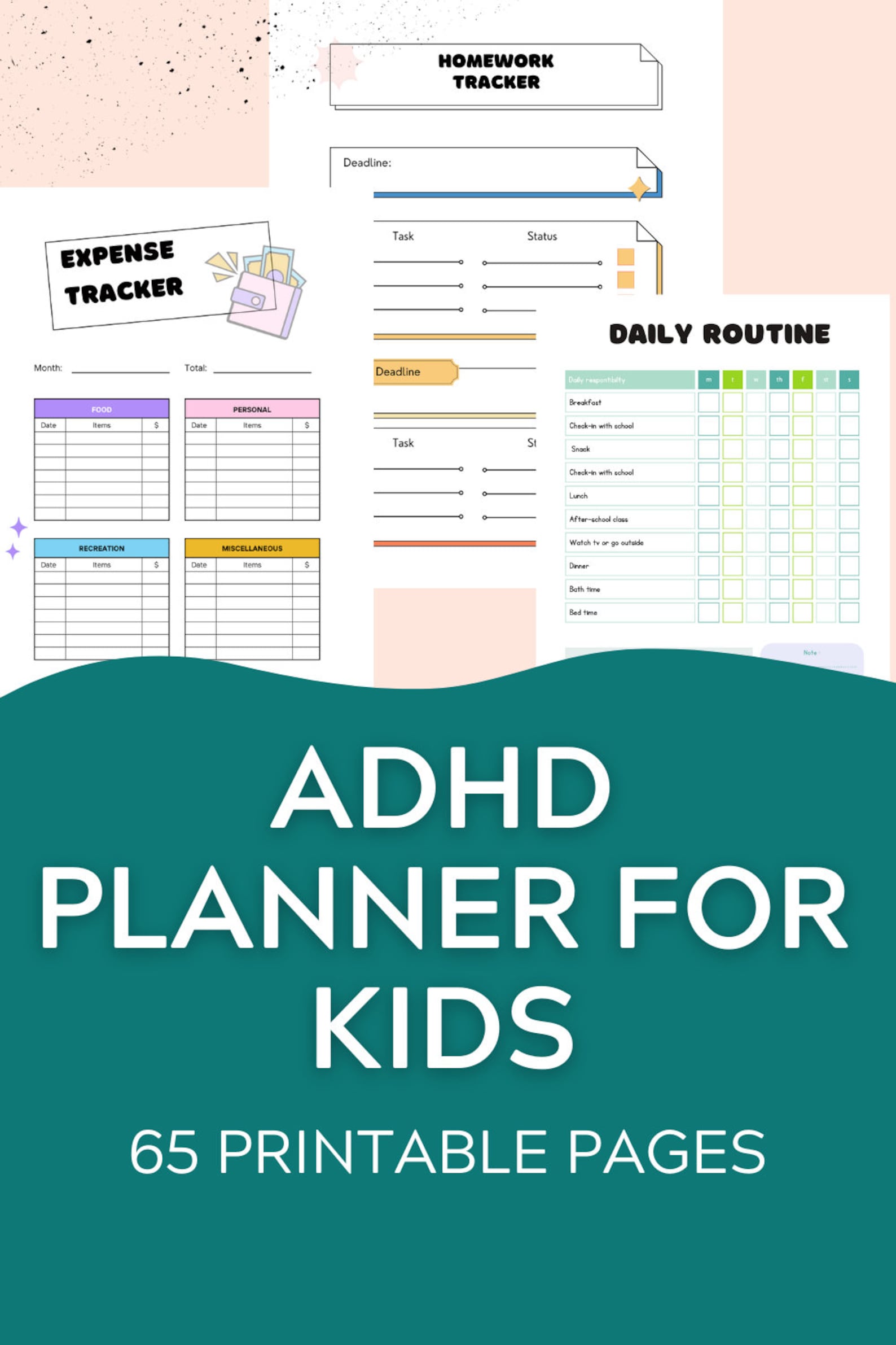 ADHD Planner for Kids, ADHD Planner Printable, ADHD Productivity ...