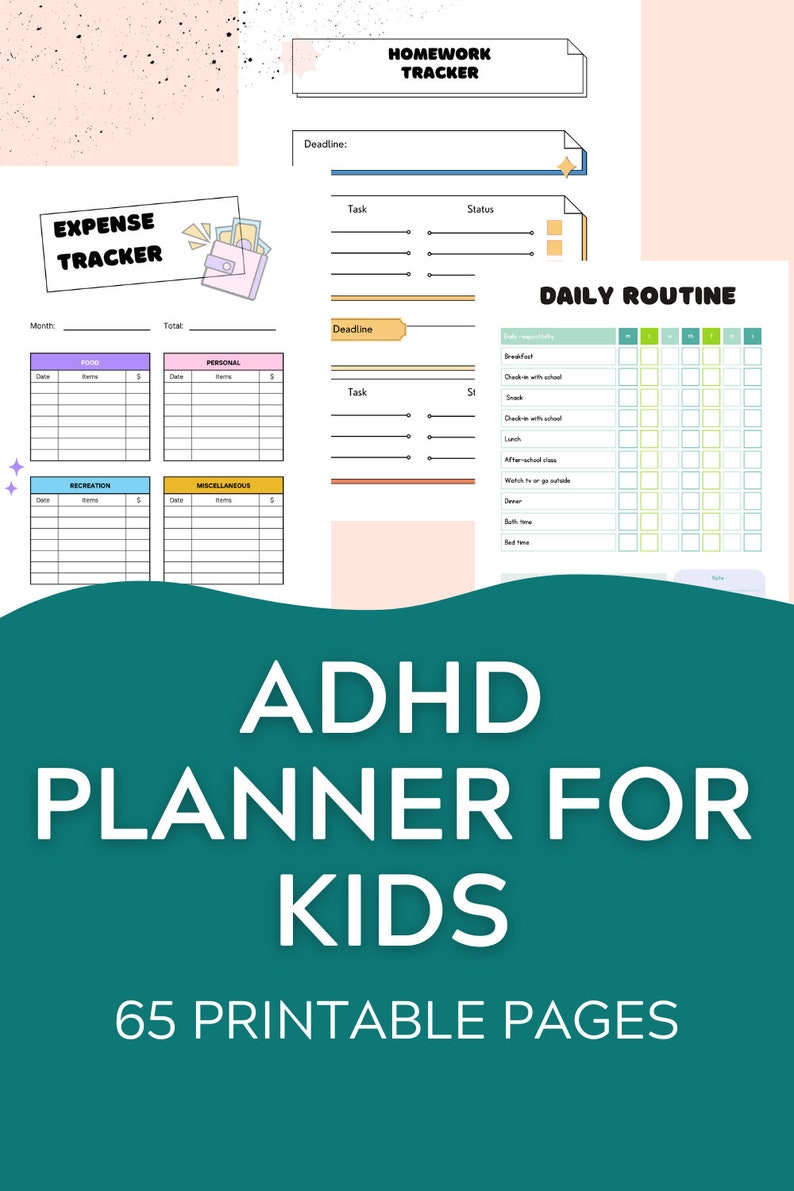 ADHD Planner for Kids, ADHD Planner Printable, ADHD Productivity ...