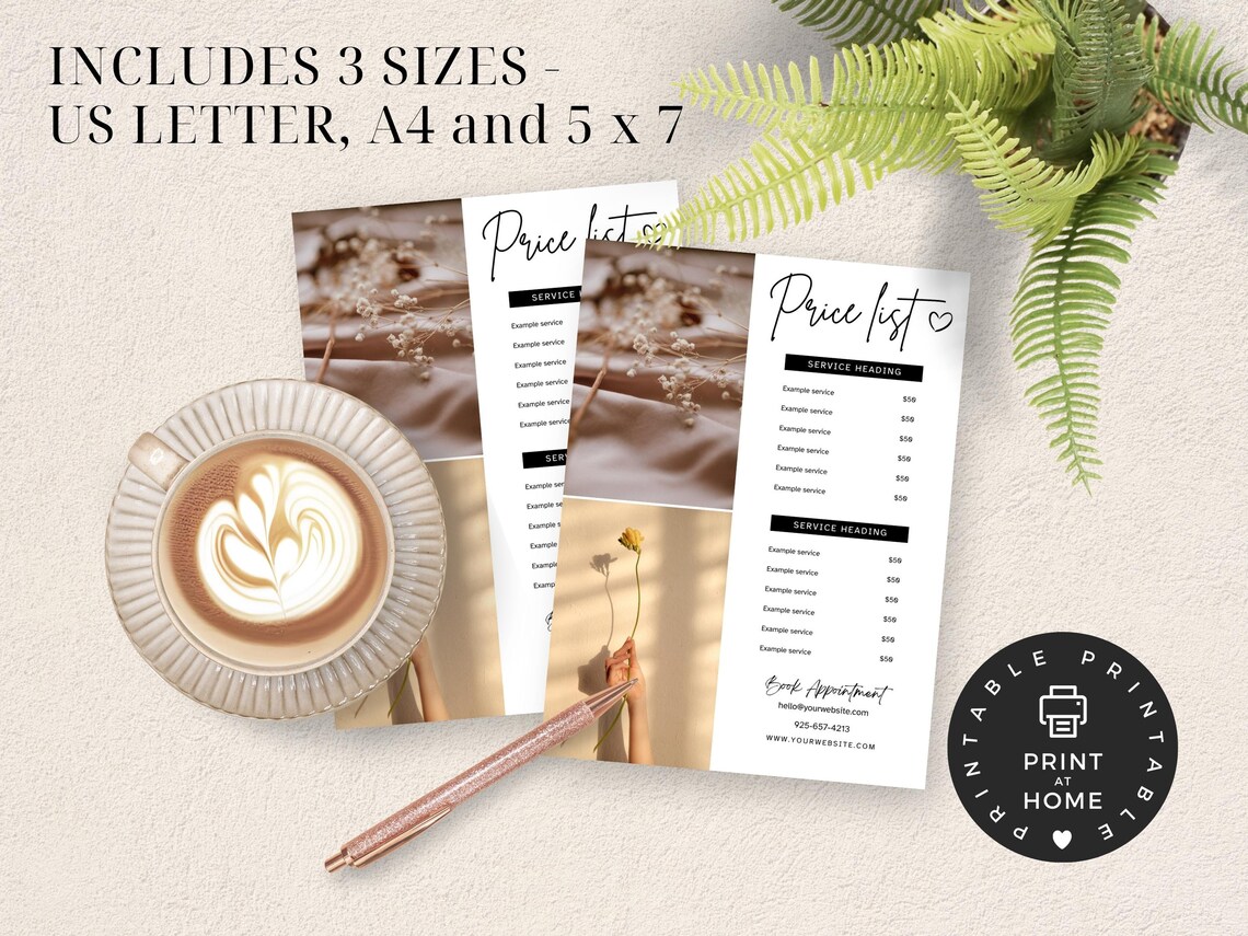 Minimalistic Price List Template, DIY Minimal Price List, Canva ...