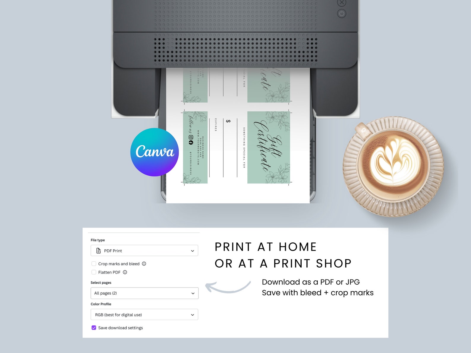 Small Business Gift Certificate Template, Instant Download, Printable ...